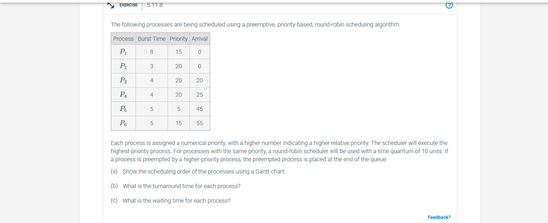 Solved Each process is assigned a numerical priority, with a | Chegg.com