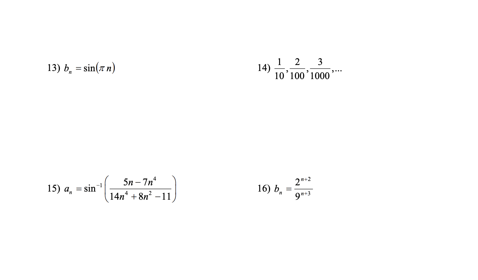 Solved Determine if the following sequences | Chegg.com