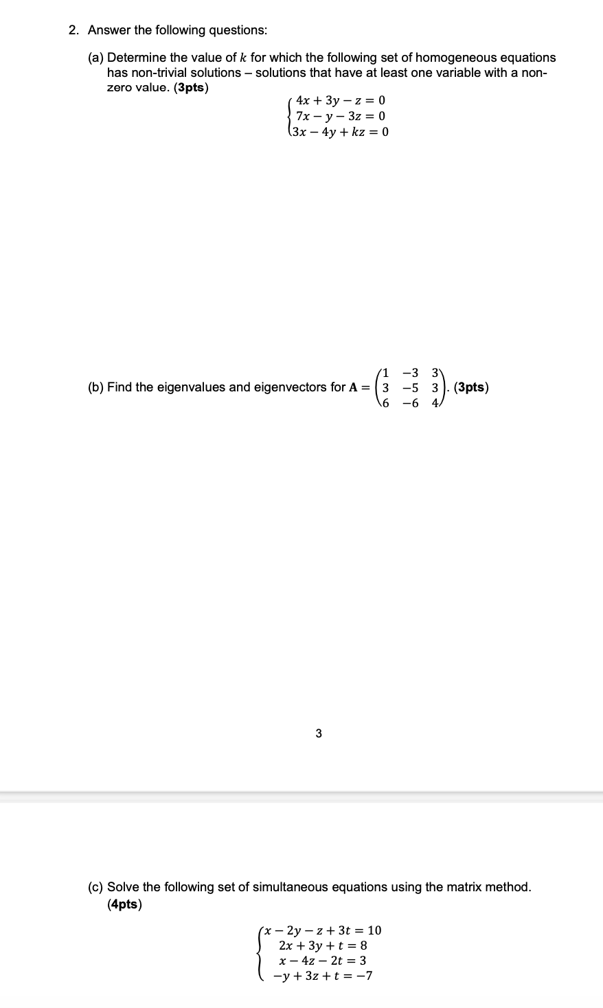 Solved 2. Answer the following questions: (a) Determine the | Chegg.com