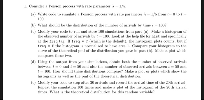 Solved I. Consider a Poisson process with rate parameter λ = | Chegg.com