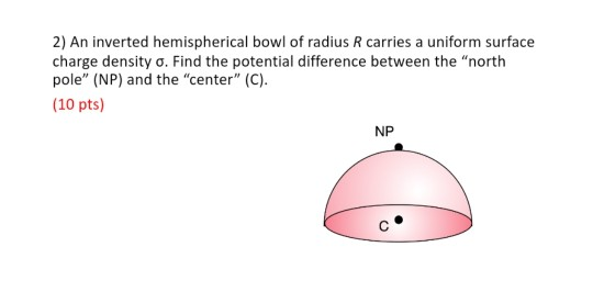 Solved 2) An inverted hemispherical bowl of radius R carries | Chegg.com