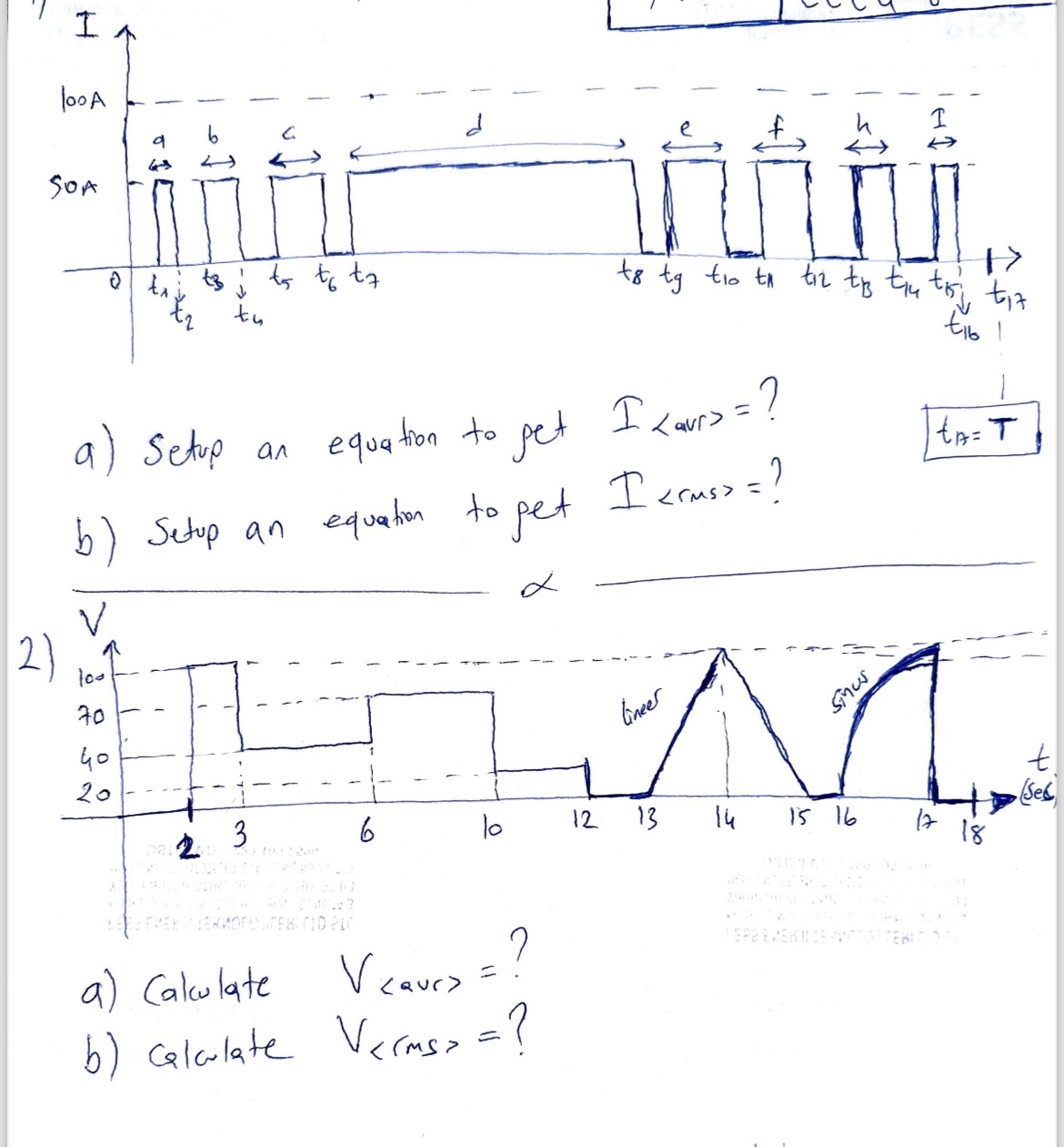 Solved 1.)a) ﻿Setup an equation to get I(average)?b.)Setup | Chegg.com