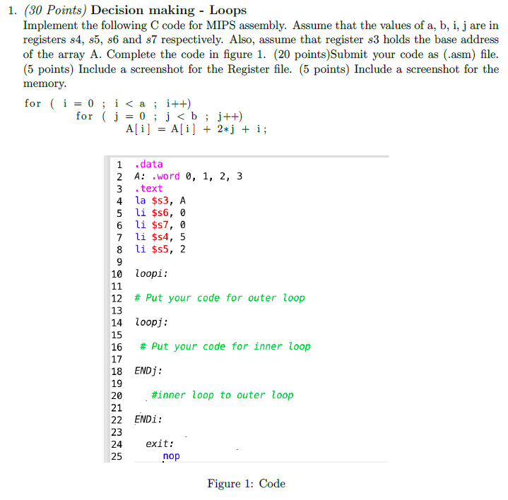 Solved 1. (30 Points) Decision making - Loops Implement the | Chegg.com