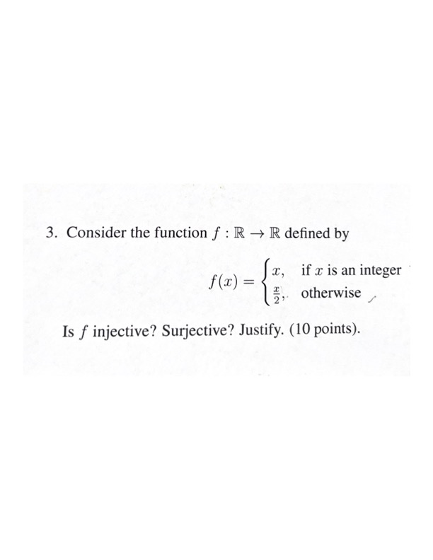 Solved Consider the function f:R→R ﻿defined | Chegg.com