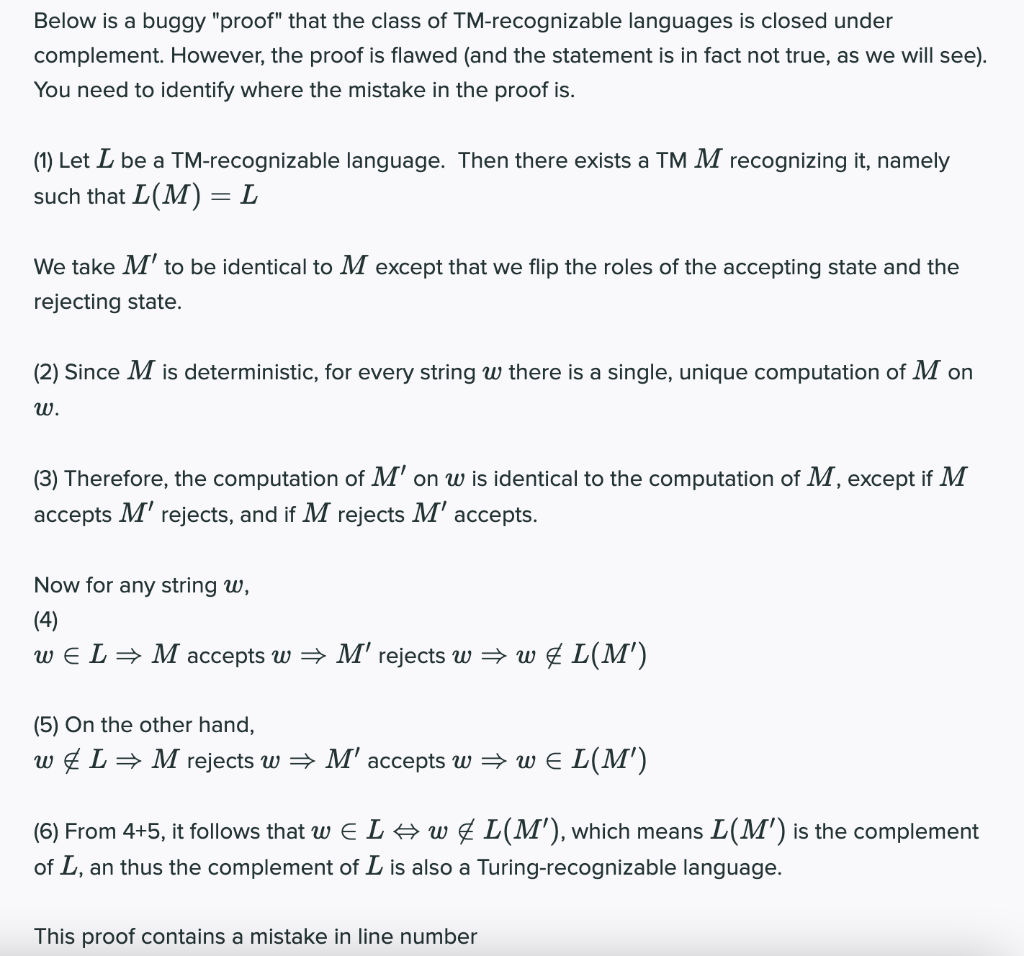 Below is a buggy "proof" that the class of | Chegg.com