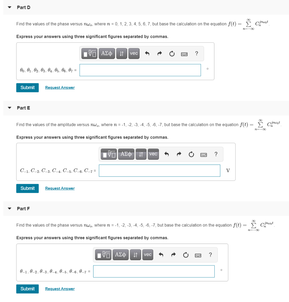 Solved Problem 16.49 Find the values for the amplitude and | Chegg.com