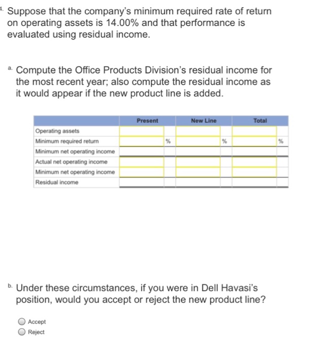 Solved Problem 11-18 Return on investment (RO) and Residual | Chegg.com