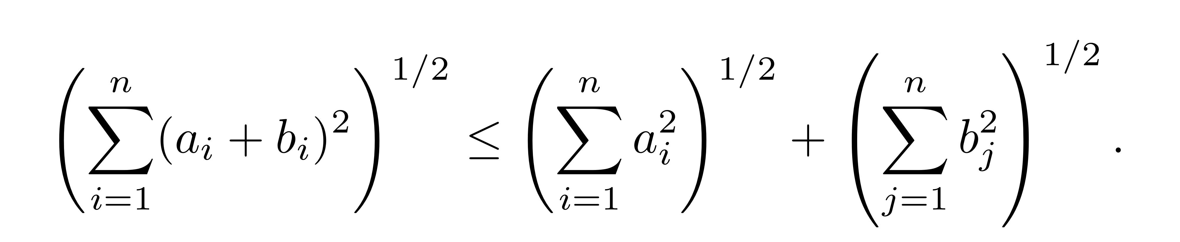 Solved dl1(x,y)≤ndl2(x,y)(∑i=1n(ai+bi)2)1/2≤(∑i=1nai2)1/2+(∑ | Chegg.com