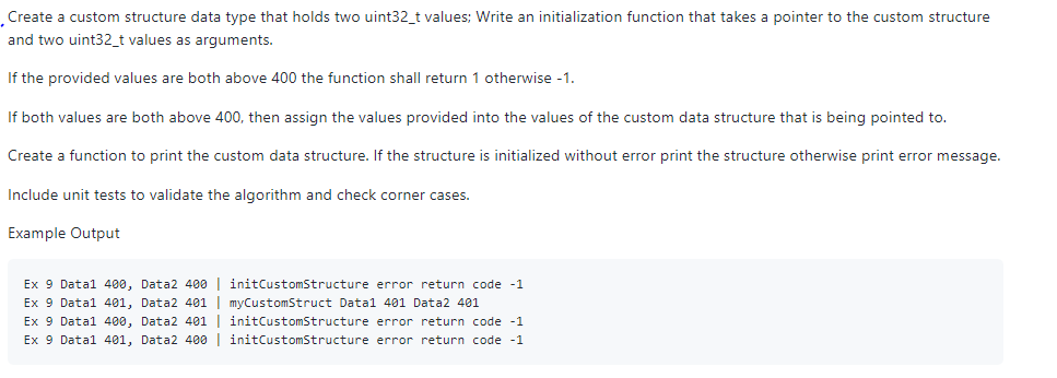 Solved Create a custom structure data type that holds two | Chegg.com