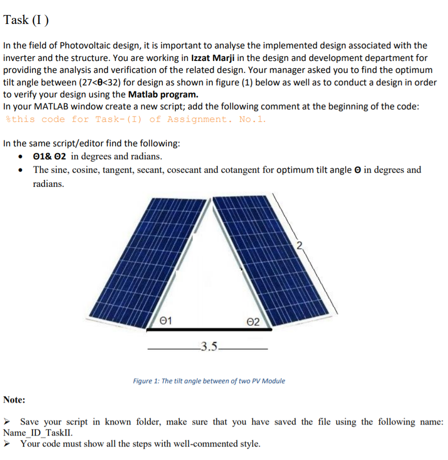 Solved Task (I) In the field of Photovoltaic design, it is | Chegg.com