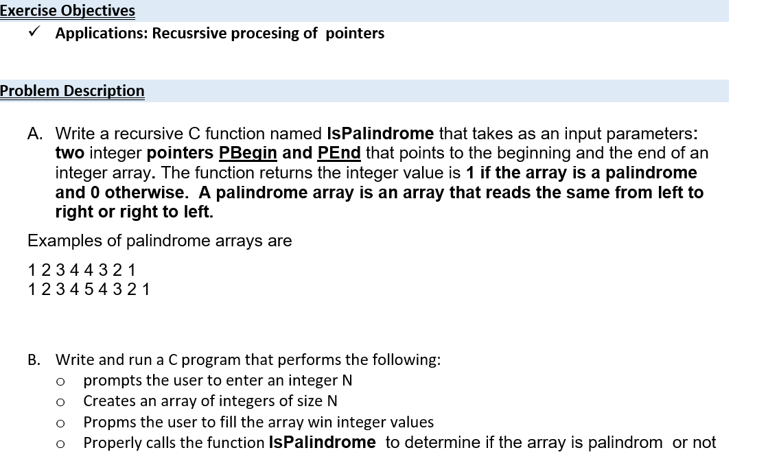 Solved Exercise Objectives Applications: Recusrsive | Chegg.com