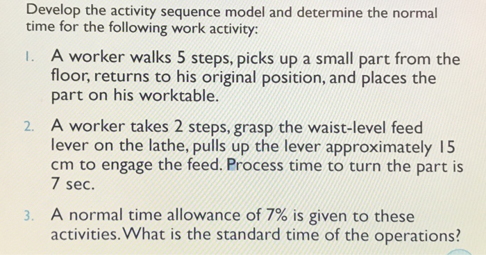 Solved Develop the activity sequence model and determine the | Chegg.com