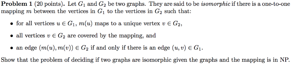 Solved Problem 1 (20 points). Let Gi and G2 be two graphs. | Chegg.com
