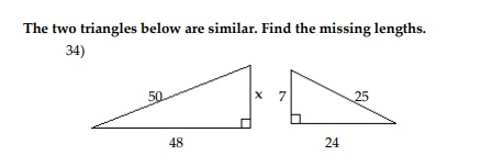 Solved The two triangles below are similar. Find the missing | Chegg.com