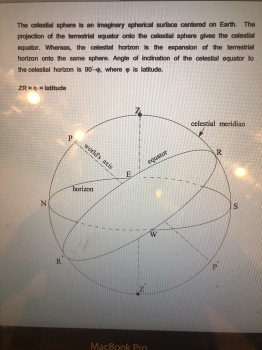 Solved The celestial sphere is an imaginary spherical | Chegg.com