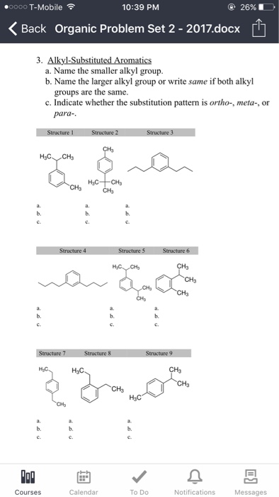 Solved Alkyl-Substituted Aromatics Name the smaller alkyl | Chegg.com