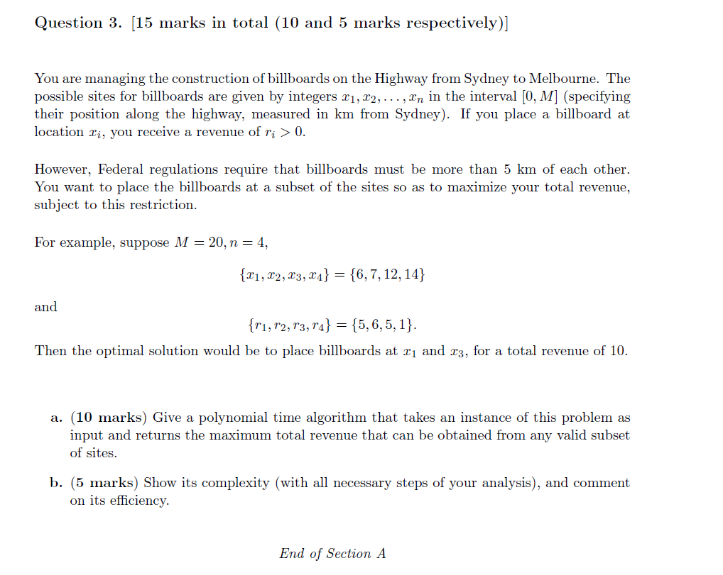 Question 3. [15 marks in total (10 and 5 marks | Chegg.com Question 3. [15 marks in total (10 and 5 marks | Chegg.com