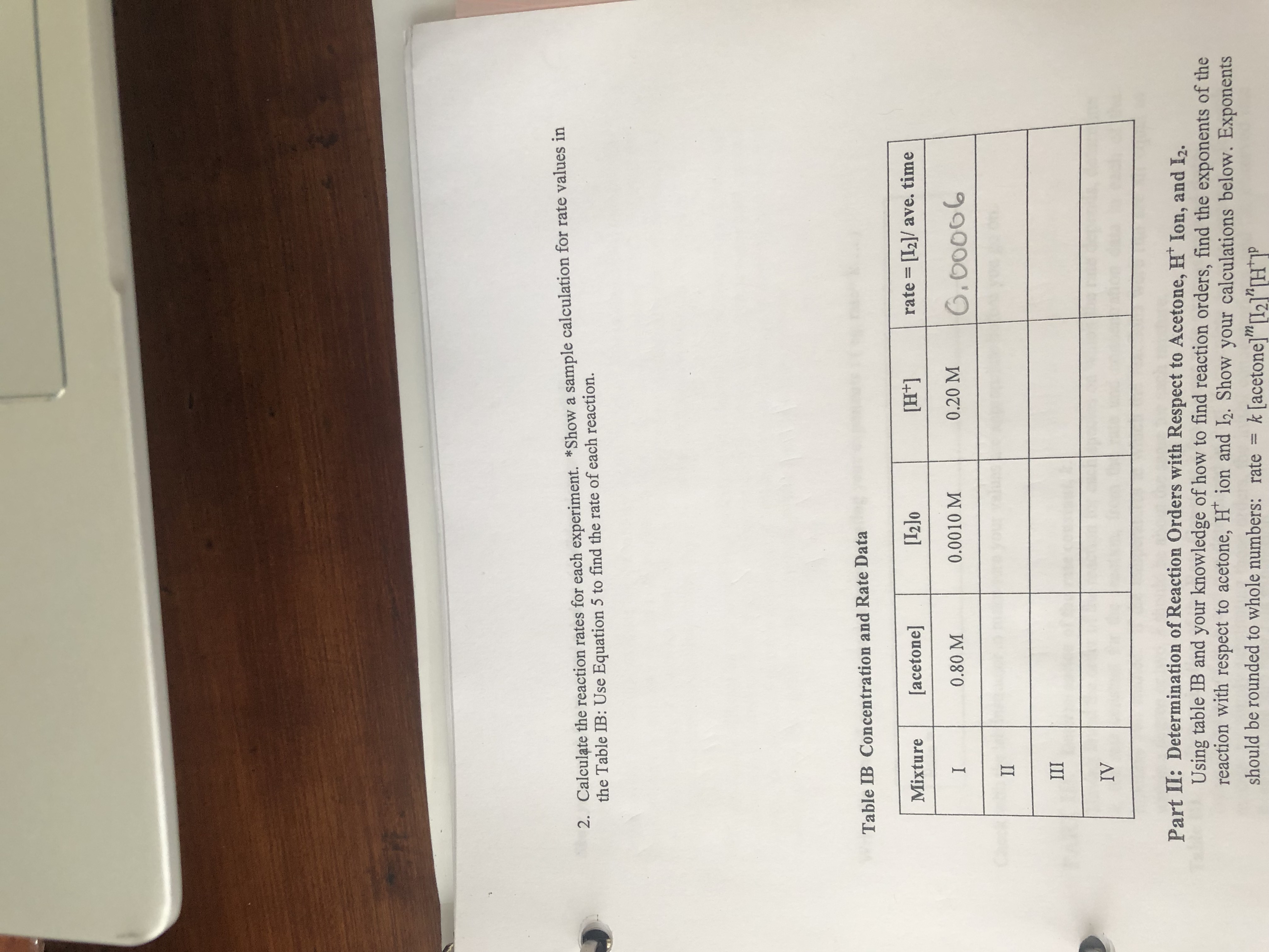 Instructor initials for volumes chosen for reactions | Chegg.com