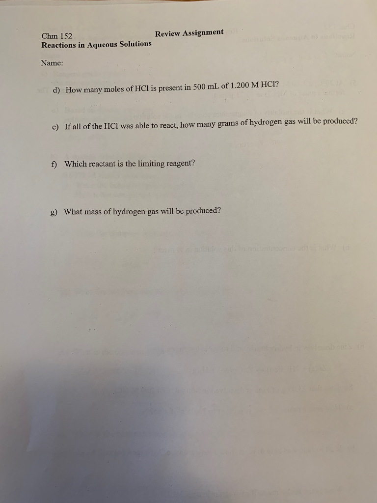 Solved 6) Zinc dissolves in hydrochloric acid to yield | Chegg.com