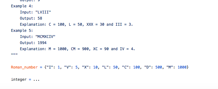 Solved Example 4: Input: "LVIII" Output: 58 Explanation: C = | Chegg.com