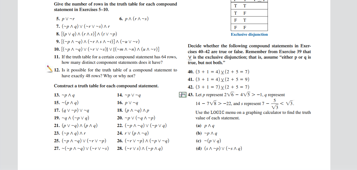 Solved Give the number of rows in the truth table for each | Chegg.com