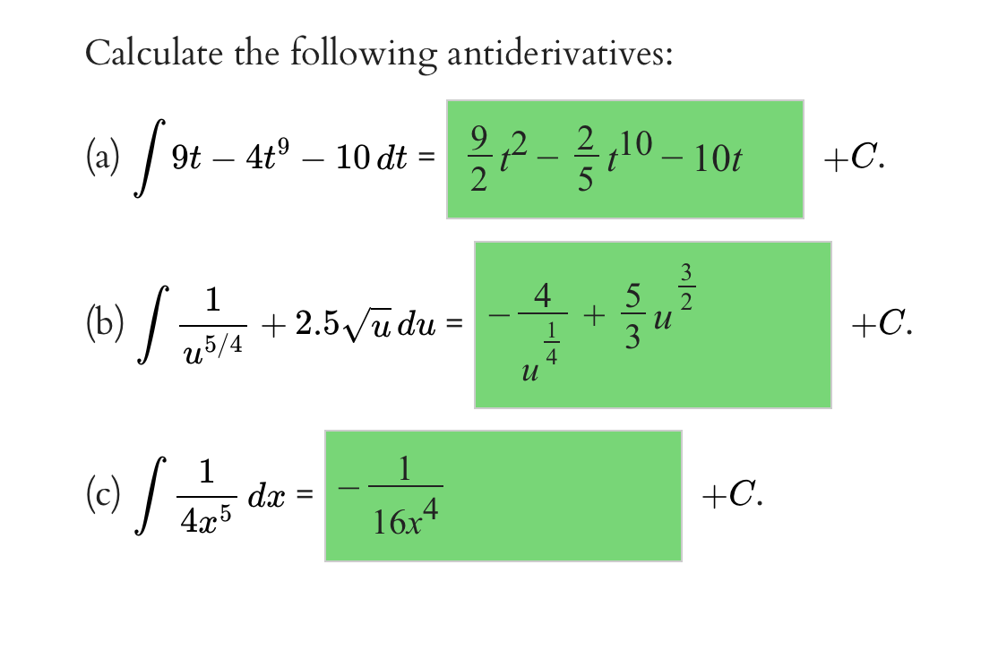 Solved Calculate the following antiderivatives: (a) | Chegg.com