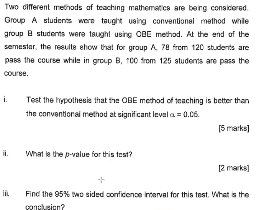 Solved Two different methods of teaching mathematics are | Chegg.com