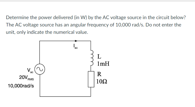 Solved Determine the power delivered (in W ) by the AC | Chegg.com