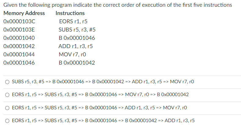 Solved Given The Following Program Indicate The Correct