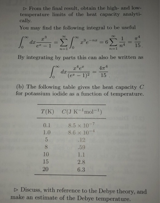 Solved (2.2) Debye TheoryI (a)t State the assumptions of the | Chegg.com