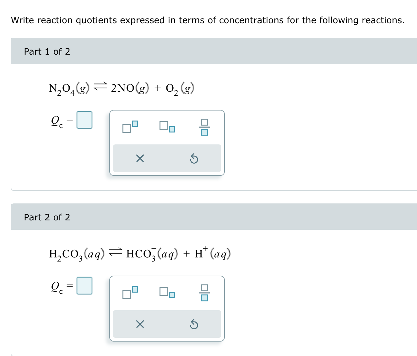 Solved Write reaction quotients expressed in terms of | Chegg.com