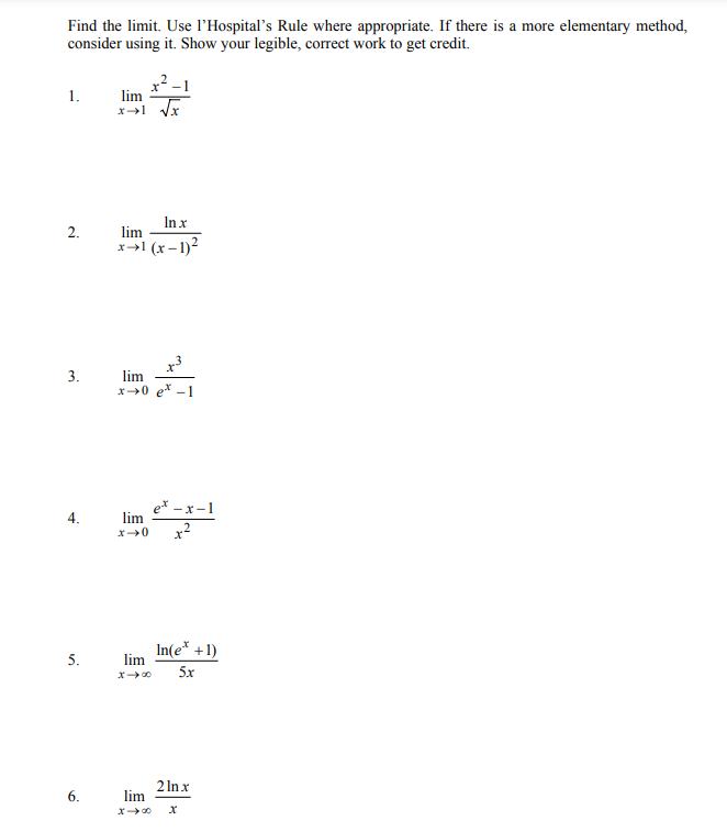 Solved Find the limit. Use l'Hospital's Rule where | Chegg.com