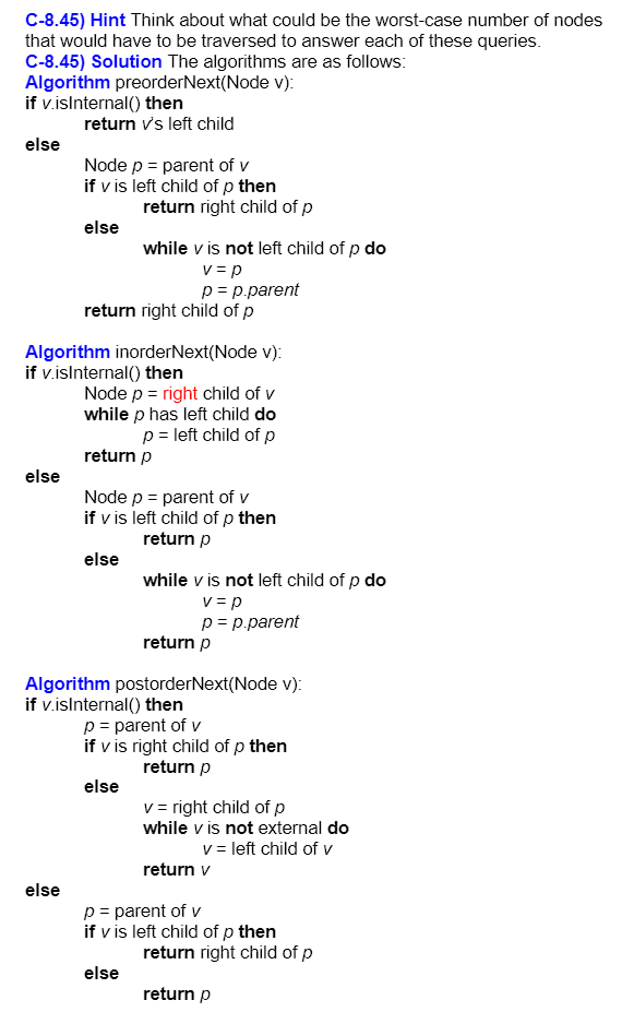 Solved C-8.45 Design algorithms for the following operations | Chegg.com