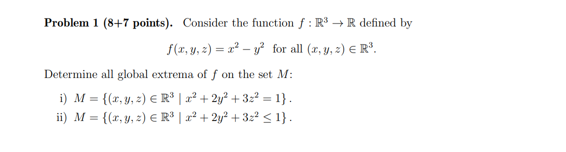 Solved Problem 1 87 Points Consider The Function Fr3→r 