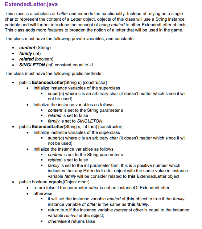 Solved I just want the JAVA code for Letter.java, Word.java, | Chegg.com