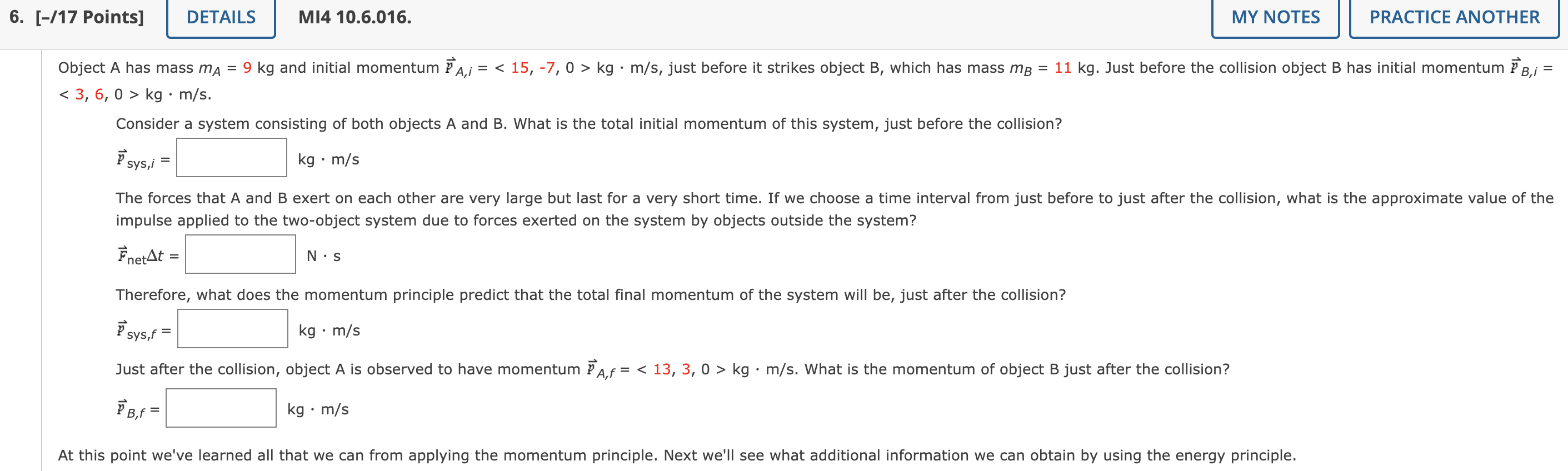 Solved kg⋅m/s. Consider a system consisting of both | Chegg.com