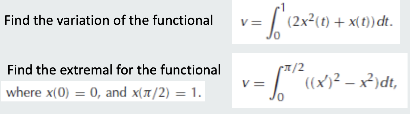 Solved Find the variation of the functional | Chegg.com