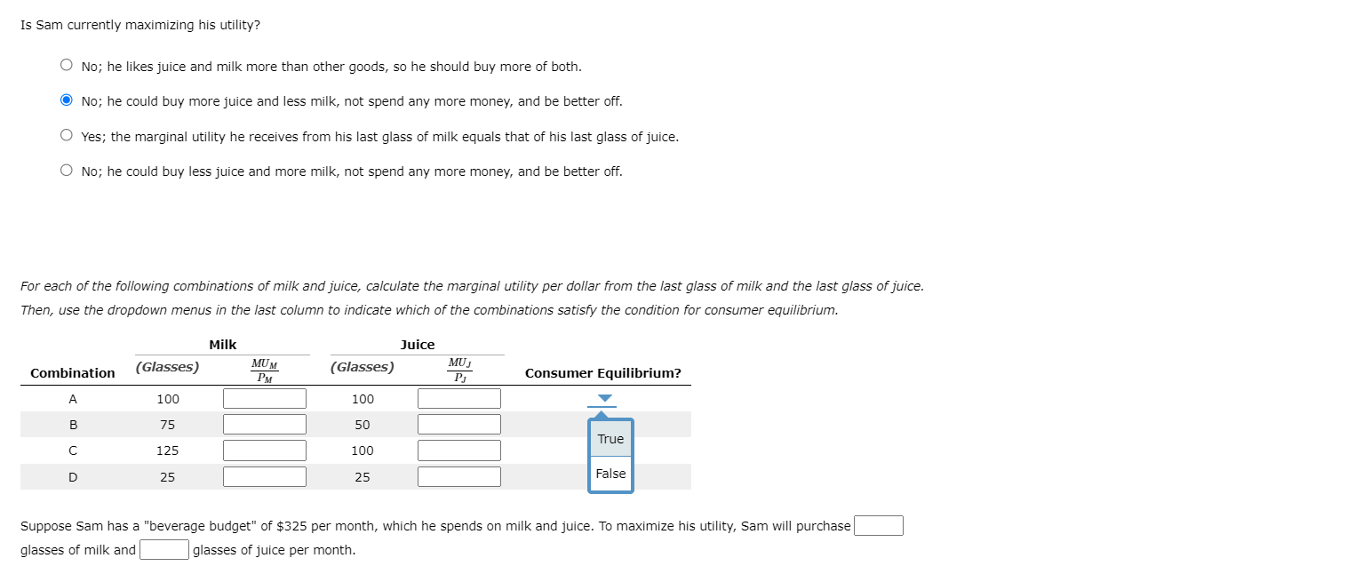 Solved 3. Finding the optimal combination of two goods Sam | Chegg.com
