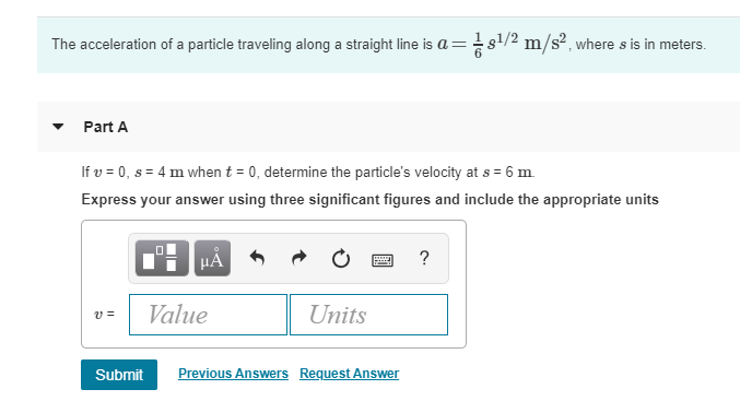 Solved The acceleration of a particle traveling along a | Chegg.com