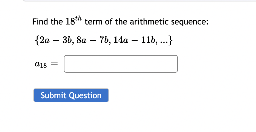 Solved Find The 18th Term Of The Arithmetic Sequence 