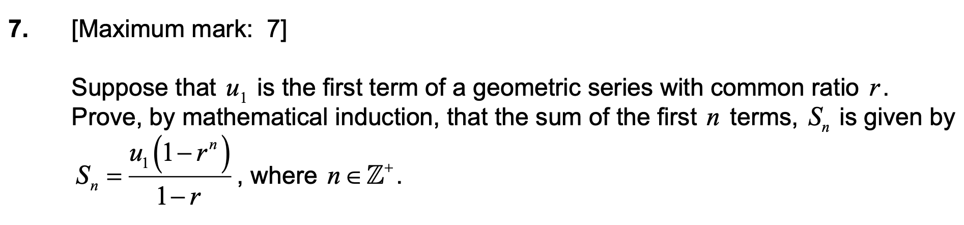 Solved [Maximum mark: 7] Suppose that u1 is the first term | Chegg.com