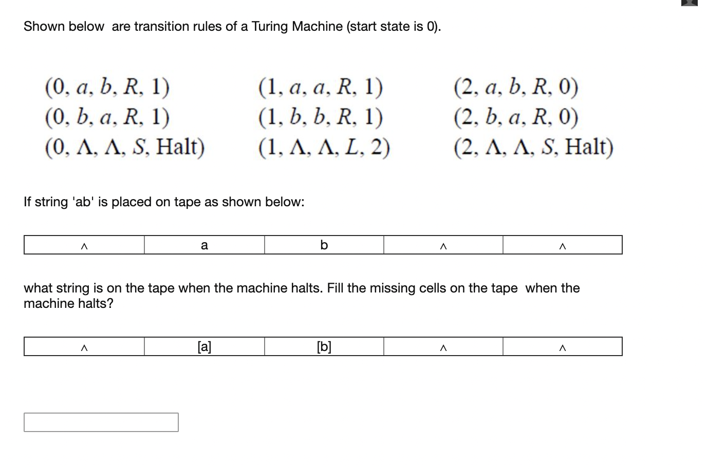 Solved Shown below are transition rules of a Turing Machine | Chegg.com