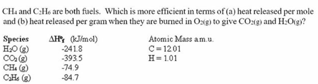 Solved CH4 and C:Ho are both fuels. Which is more efficient | Chegg.com