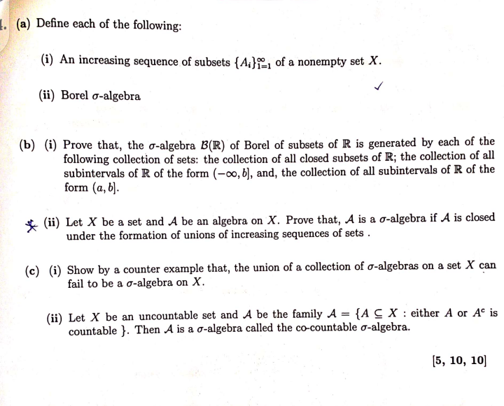 Solved (a) Define each of the following: (i) An increasing | Chegg.com