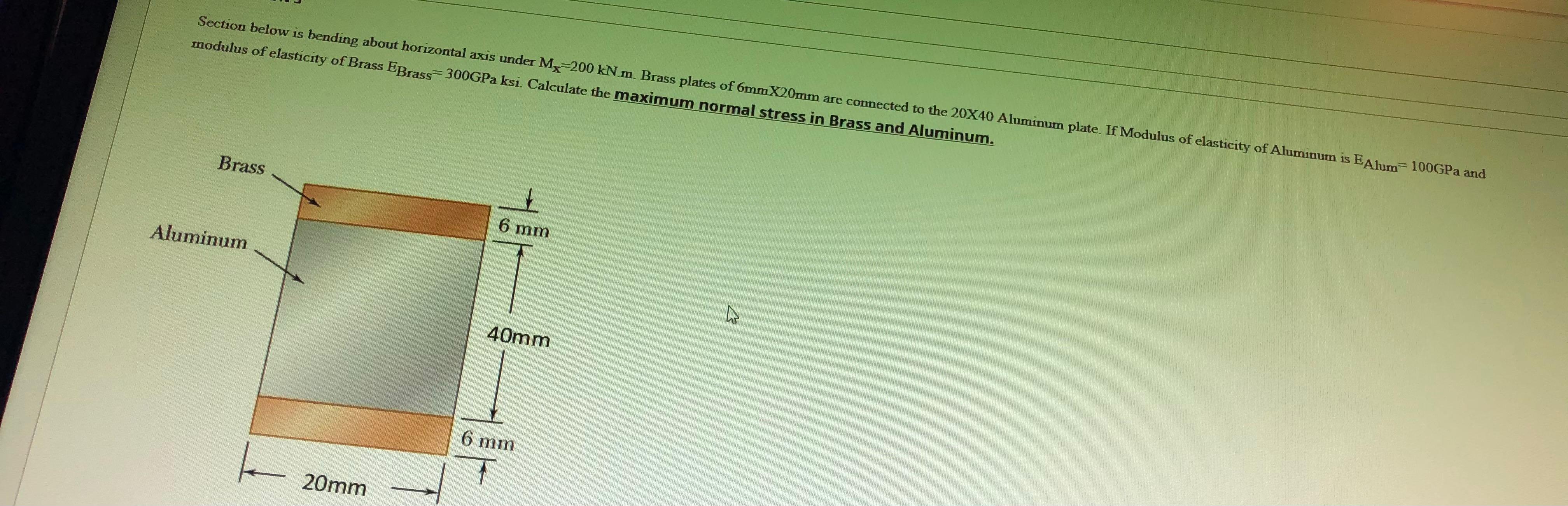 Solved Section below is bending about horizontal axis under | Chegg.com