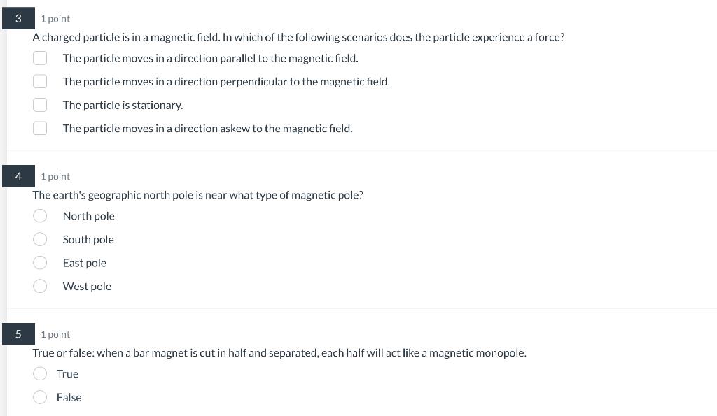 Solved 1 point A charged particle is in a magnetic field. In | Chegg.com