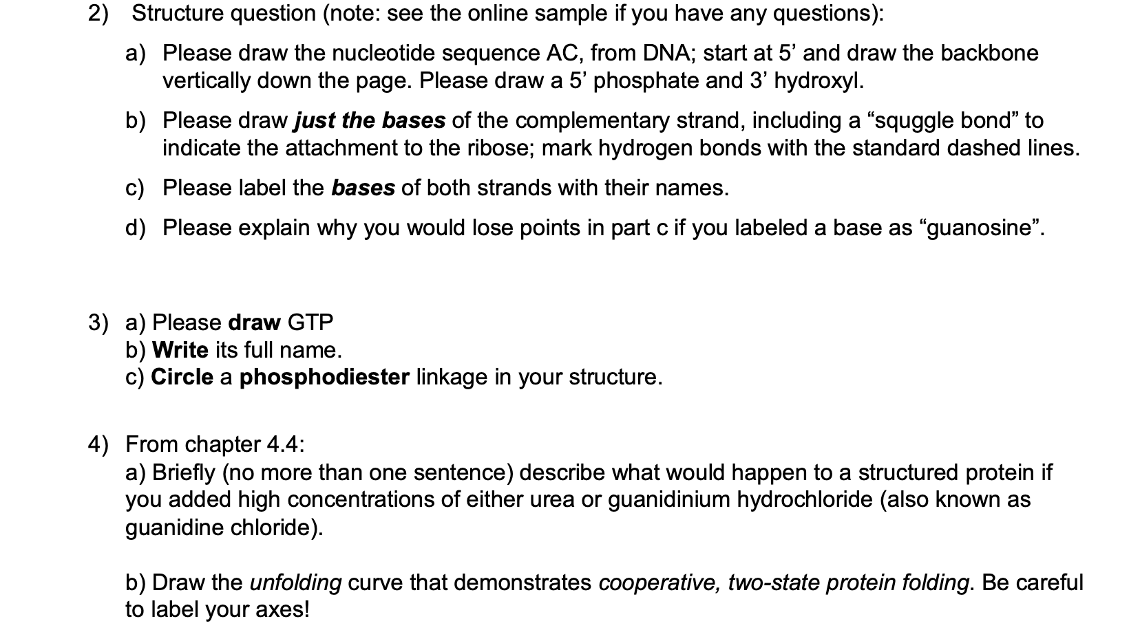 Solved 2) Structure question (note: see the online sample if | Chegg.com