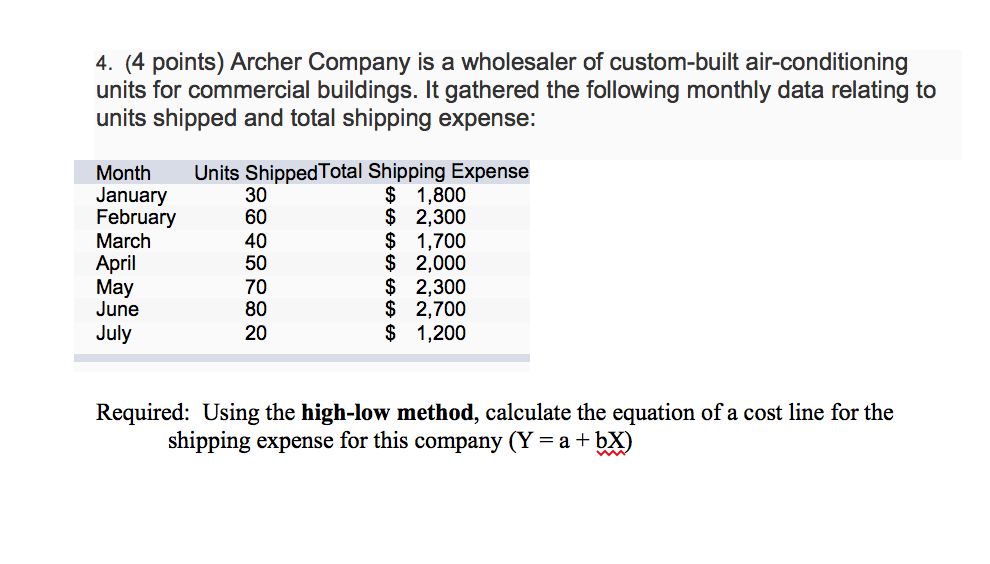 Solved 4. (4 points) Archer Company is a wholesaler of | Chegg.com
