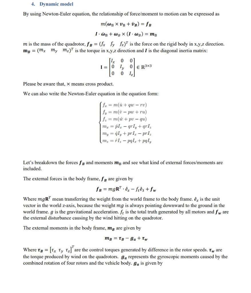 4. Dynamic model By using Newton-Euler equation, the | Chegg.com