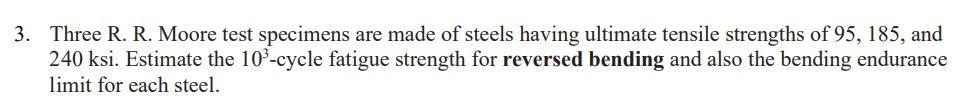 Solved 3. Three R. R. Moore test specimens are made of | Chegg.com